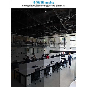 LEONLITE 4FT Linkable LED Linear Light Fixture, 3CCT 50W 6500LM Ultra Bright Downlight for 19.69ft High Ceiling, 120V-277V, 0-10V Dimmable, ETL, 3000K/4000K/5000K, Black Aluminum Housing, Pack of 4