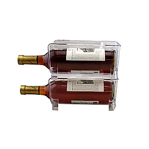 Dependable Industries Set of 4 Stackable Countertop Horizontal Fridge and Freezer Wine Bottle Holder Home Dining Room and Kitchen Storage BPA Free Plastic