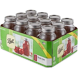 LAIBY Ball Regular Mouth Canning Jars 1 Quart (12 Jars), Ball 32 oz Canning Jars, Silver