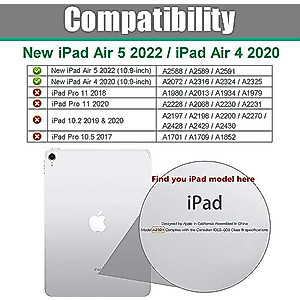 Hoidokly iPad Air 5th Generation Case iPad Air 4th/5th Clear Case 10.9 inch 2022 2020 (A2588/A2589/A2591/A2316/A2324/A2325/A2072) with Transparent Back/Pencil Holder/Auto Sleep (Pink)