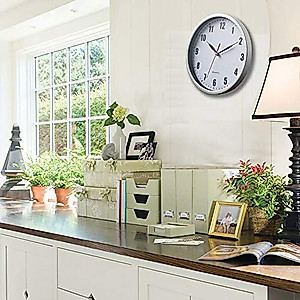 SAC SMARTEN ARTS 8" Silent Quartz Wall Clock Non-Ticking Digital Silver Wall Clocks