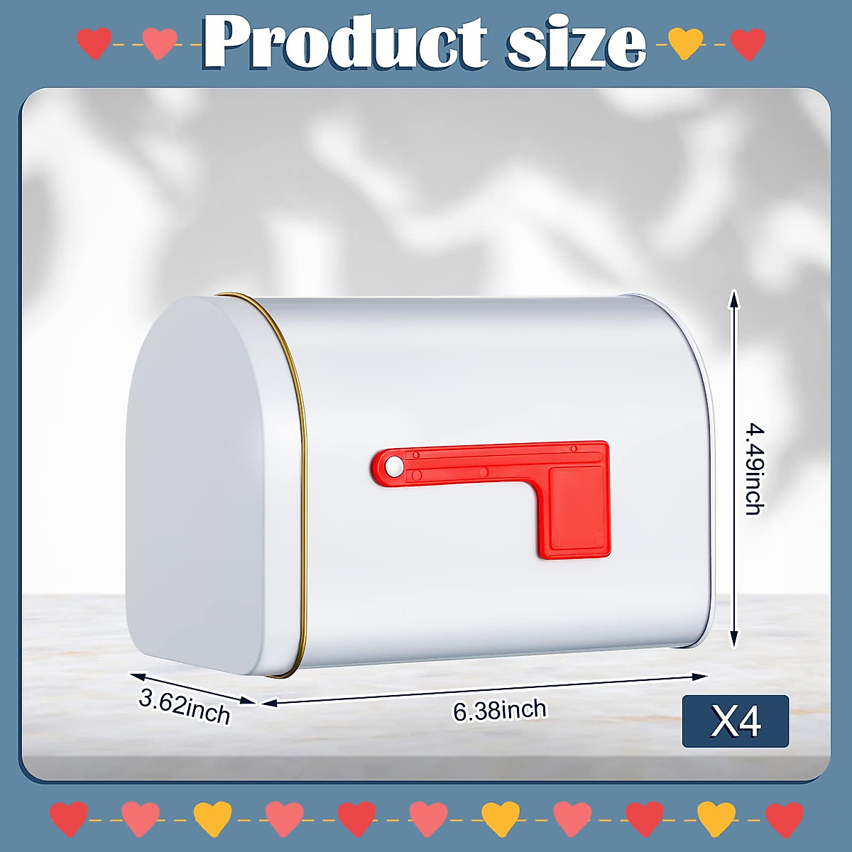 Lounsweer Mini Tinplate Mailbox Toy Small Mailbox Toywith Raised Signal Flags Post Mount Mailboxes for Boys and Girls DIY Projects for Preschoolers Gift Exchange Activities (White,4 Pcs)