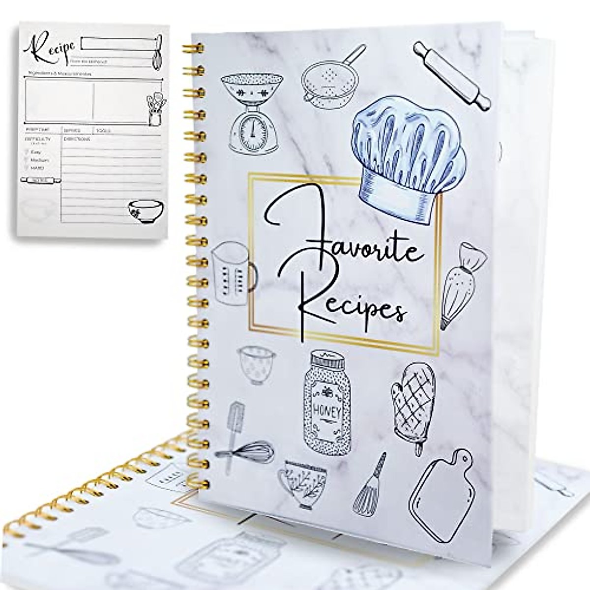 Recipe Book to Write in Your Own Recipes, 1 Pack 8.5" x 11" Blank Recipe Notebook, Double Spiral Cookbook Recipe Journal Notebook Include 200 Recipes Page With Beautifull Inner Design