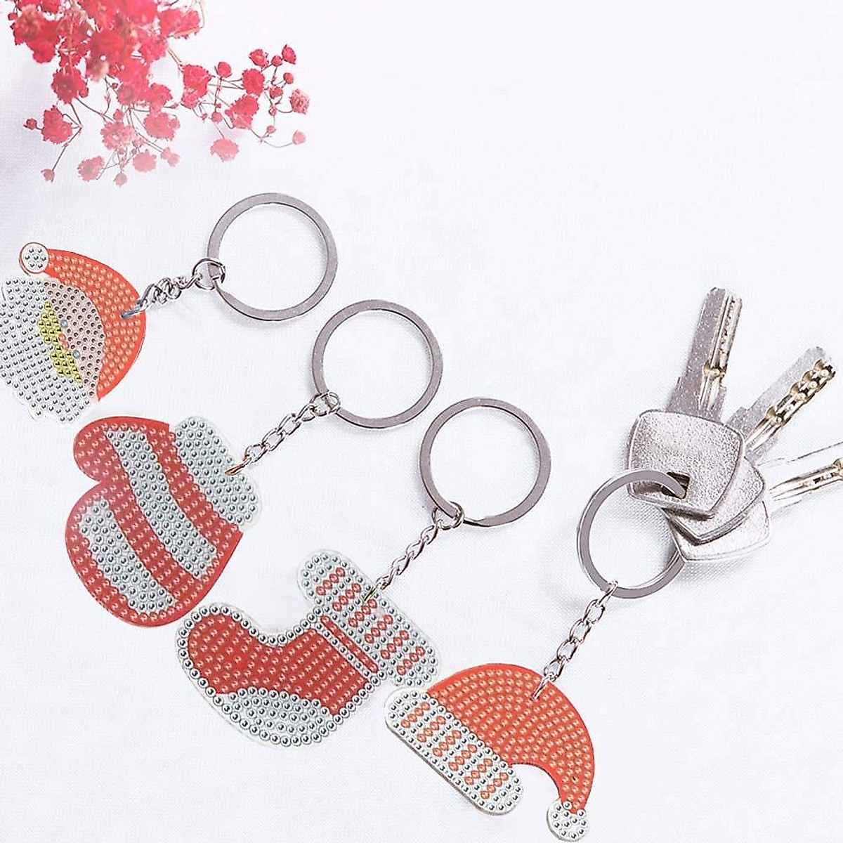 Hztyyier Diamond Painting Enfant 5 Ans 5Pcs 5D DiyPainting Christmas Keychain/Necklace Sticker Kits DIY Art Craft Kits for Kids and Adult