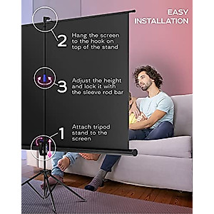 Projector Screen with Stand 100 inch - Indoor and Outdoor Projection Screen for Movie or Office Presentation - 16:9 HD Premium Wrinkle-Free Tripod Screen for Projector with Carry Bag and Tight Straps