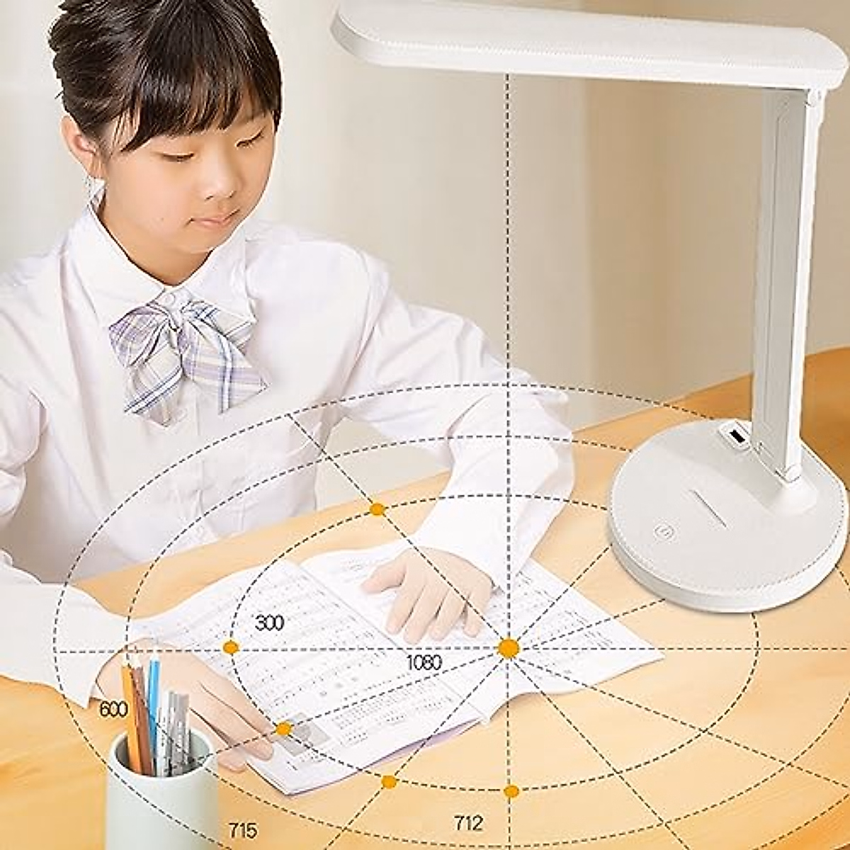 ADWOA LED Desk Lamp, Desk Light with Flexible Arm, Modes Dimmable Double Head Desk Lamps for Home Office Workbench Reading Feature, Desk Light for Home/Office/Drafting/Reading (White)