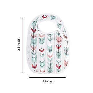 Snap Muslin Bibs for Boys & Girls, 3-Pack Baby Bibs for Infants, Newborns and Toddlers, 100% Cotton Muslin Absorbent & Soft Layers, Adjustable Snaps, Machine Washable, “Simple Joy”