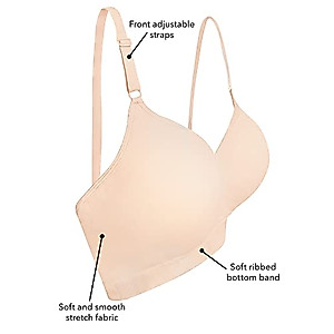 Fruit of the Loom Women's Seamless Wire Free Push-Up Bra, Black Hue/White 2-Pack, 40C