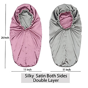 SAYMRE Satin Bonnet Silky Sleep Cap,Adjustable Hair Bonnet for Braids Curly Hair (Long Size, Long Champagne)