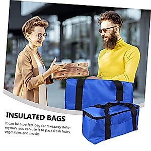 INOOMP Insulated Bag Collapsible Basket Coffee Cooler Outdoor Basket Food Delivery Backpack Beverage Delivery Carrier Insulated Shopping Bags Lunch Insulated Bag Food Delivery Bag Blue