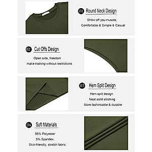 COOFANDY Mens Tank Tops Workout Fitness Shirt Bodybuilding 2 Pack Cut Off, Black/Army Green(2pcs), X-Large, Sleeveless