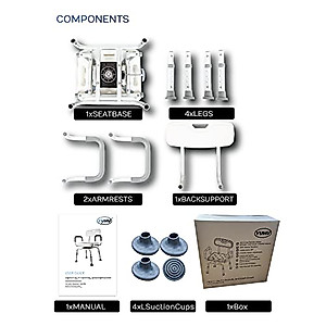360 Degree Heavy Duty Swivel Shower Chair with Armrests and Back Support, Shower Chair for Inside Shower, Tub Transfer Bench, Shower Stool&Bath Chair(RightHand Handle)