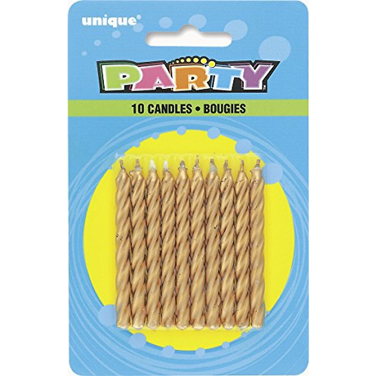 Unique Party Candles, 2.5", Gold Spiral