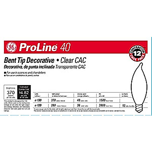 GE Decorative Light Bulbs, 40 Watt, Clear Finish, Candelabra Base (12 Pack)