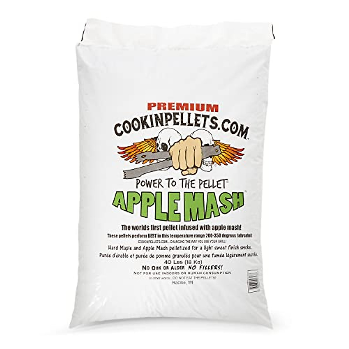 CookinPellets 40 Lb Perfect Mix Hickory, Cherry, Hard Maple, Apple Wood Pellets Bundle with Apple Mash Smoker Wood Pellets, 40 Pound Bag