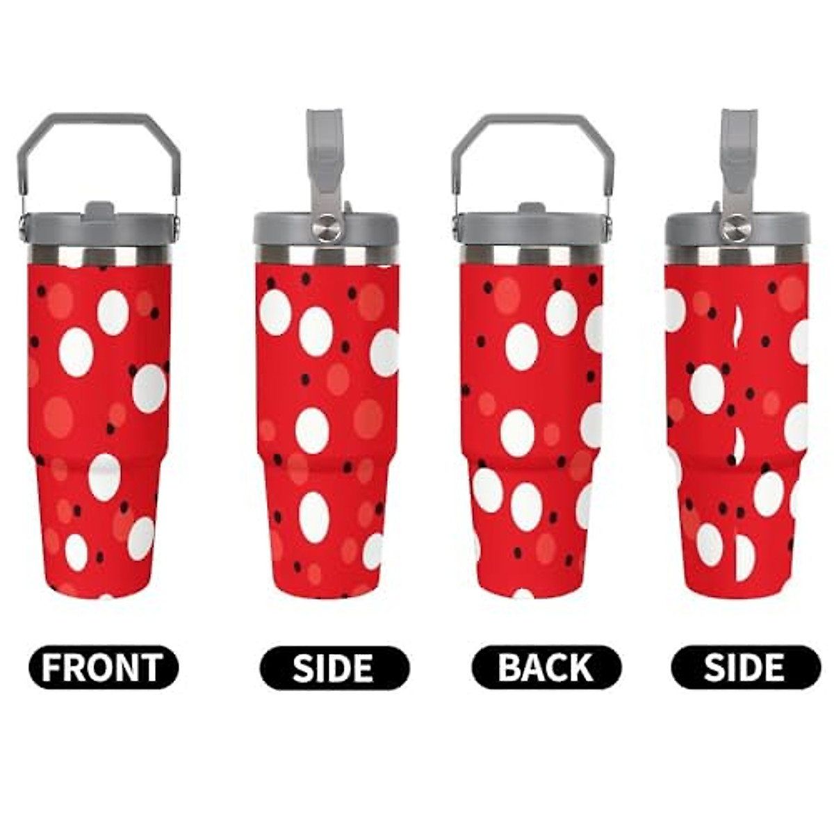 SYJTGDE Large Capacity Car Cup Red White Polka Dot Fashionable Upgrade Car Cup Advanced And Beautiful Travel Cup