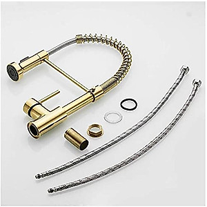 Kitchen Sink Faucet for Bar Farmhouse Commercial, Gold Brass Spring Pull Down Sink Mixer Tap, Rotation Kitchen Mixer Taps, Kitchen Tap, Kitchen Sink Faucet