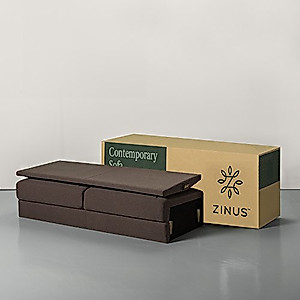 ZINUS Ricardo Sofa Couch Tufted Cushions, Easy, Tool-Free Assembly, Chestnut Brown