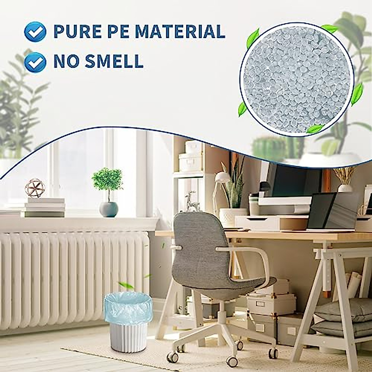 4 Gallon Small Trash Bags-Magesh 4 Gallon Trash Bag Strong, Leakage-Free, Small Garbage Bags 4 Gallon Unscented Thick for Bathroom, Office, Kitchen Small Trash Can, 15L, 105 Bags, Blue