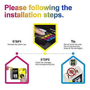 Uniwork Remanufactured Ink Cartridge Replacement for Epson 69 use for Stylus CX6000 CX8400 NX400 NX410 NX415 NX515 Workforce 600 610 615 1100 Printer Tray, 5 Pack