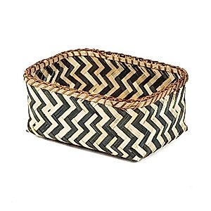 Compactor Bamboo Zebra Basket, Large, Black/Natural