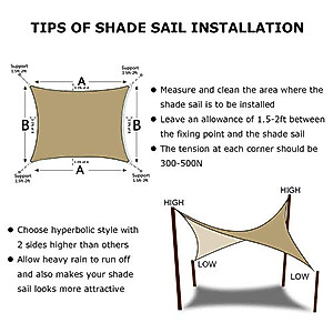 JETEVIOS Waterproof 13'x13'x13' Triangle Solid Sun Shade Sail Canopy UV Resistant for Outdoor Patio Garden Backyard Beige