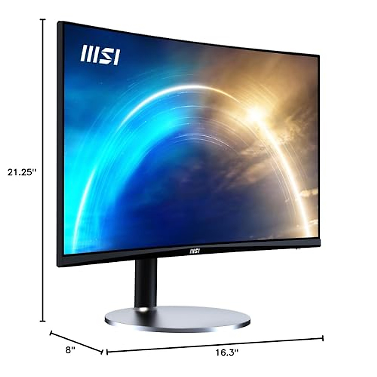 MSI Pro MP271CA, 27" Monitor, 1920 x 1080 (FHD), Curved VA, 75Hz, TUV Certified Eyesight Protection, 4ms, Displayport, HDMI, Tilt, Black