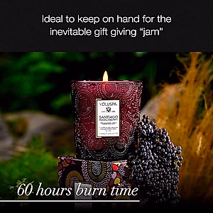 Voluspa Santiago Huckleberry, Classic Boxed Candle, 9 Ounce, 60 Hour Burn Time, All Natural Wicks and Coconut Wax for Clean Burning, Vegan, Poured in The USA