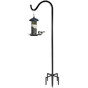 Fandature 76 Inch Tall Outdoor Shepherds Hook with 5 Prong Base, Adjustable Bird Feeder Pole Hanger for Hanging Outside Birdfeeders, Plant Baskets, Lanterns, Wedding Decor