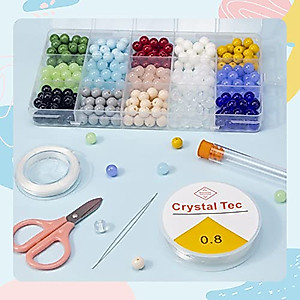 Mchruie Bracelet Making Kit, Crystal Beads for Bracelets Making - 375pc Glass Beads for Jewelry Making Adults 8mm Round Gemstone Beads DIY Bracelet Kit for Beginners