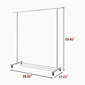 ZGEHCO Clothes Rack with Wheels and Storage,Free Standing Clothing Rack for Hanging Clothes with Shelves,Portable Rolling Metal Garment Rack Organizer,Drying Rack Clothing,Coat Hanger White