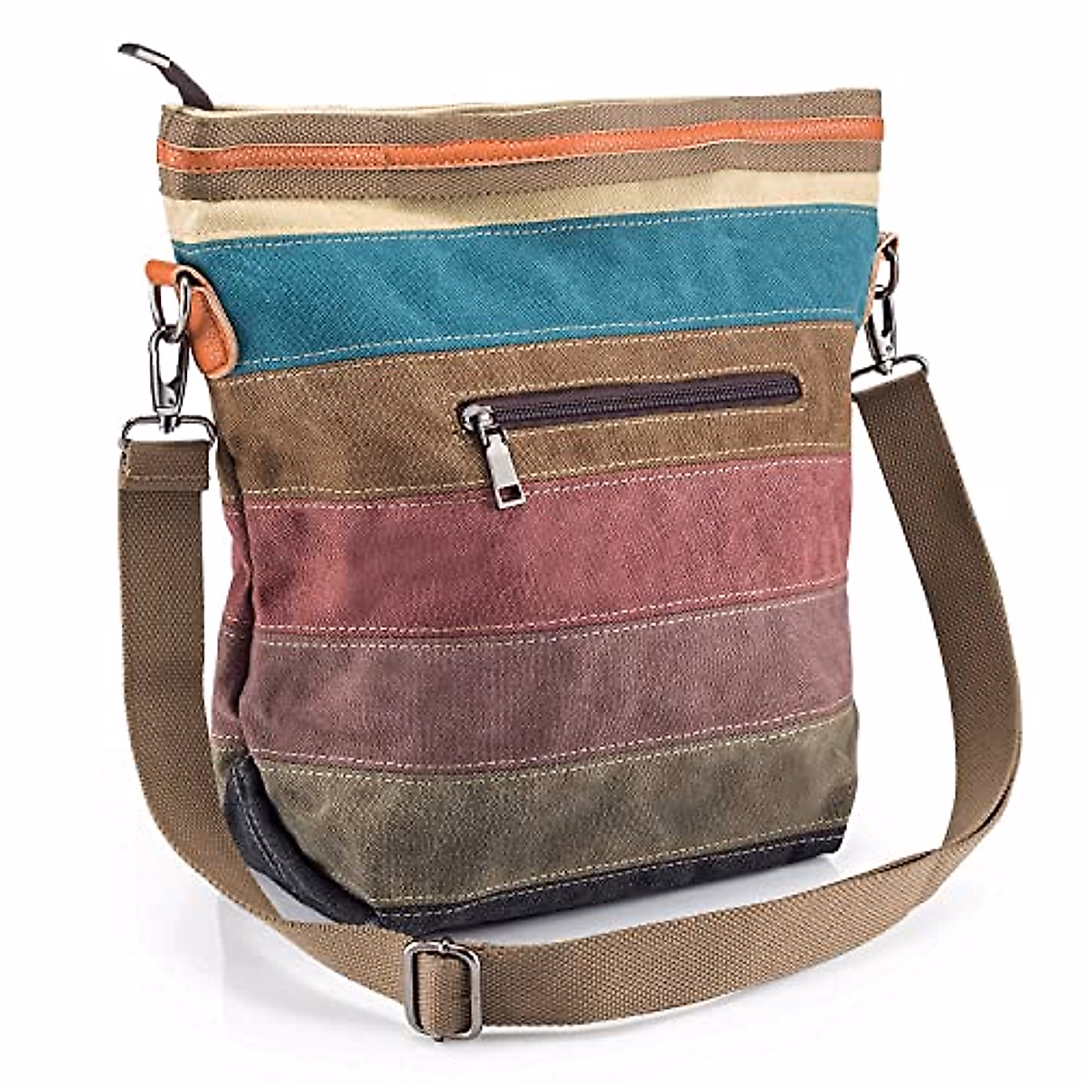 SNUG STAR Canvas Handbag Multi-Color Striped Lattice Cross Body Shoulder Purse Bag Tote-Handbag for Women
