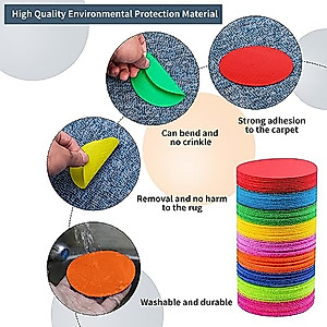 IKAYAS 100 Pcs Carpet Spots Markers Carpet Circles Carpet Dots Markers for Kids Preshool Classroom Social Distancing, Carpet Floor Dots Carpet Markers for Classroom Decoration