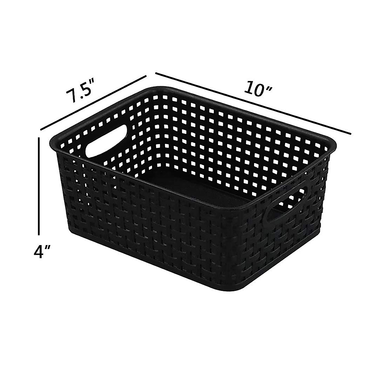 Qqbine Plastic Woven Basket, Plastic Weave Organizer Bins, 6 Packs