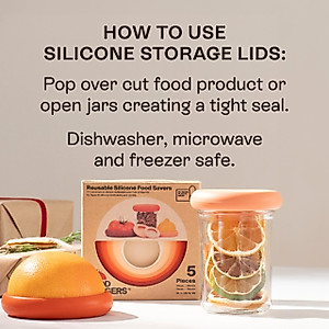 MightyNest Cheese 4 Piece Silicone Food Storage Set and Fresh Paper Cheese Wrap Sheets | Airtight Seal Replaces Plastic Wrap | Prevents Food Waste