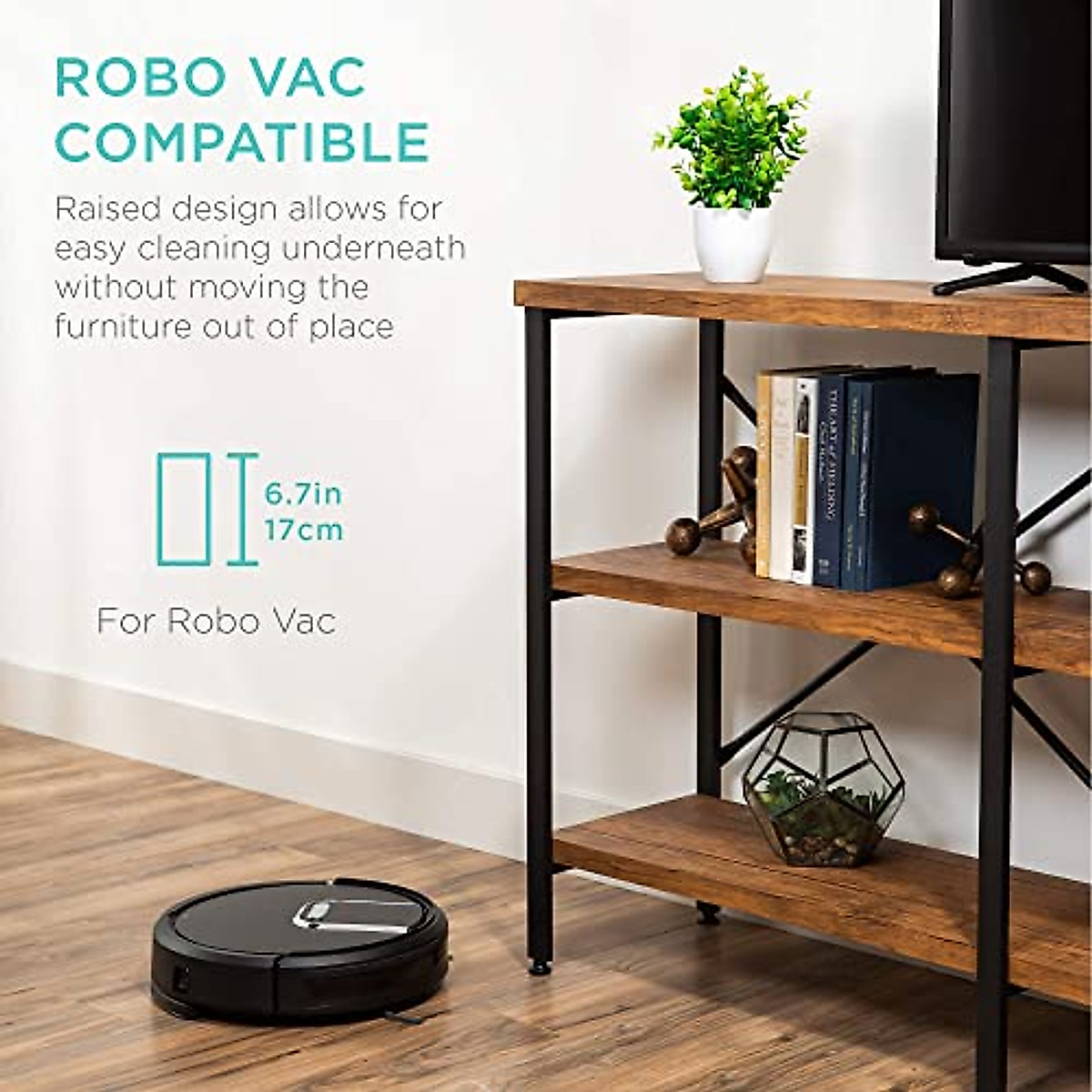 Best Choice Products Large Console Table, 3-Tier 55in Rustic, Industrial Sofa Table Storage for Living Room, Entryway, Foyer, Hallway w/EVA Non-Scratch Feet, Steel Frame - Brown