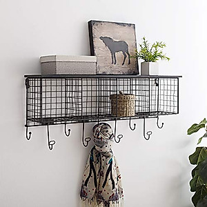 Linon AHWE12381 Lanette 4-Cubby Wall Shelf, 13" x 30" x 6.5", Black