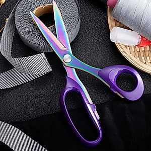 SIRMEDAL Rust-proof Titanium Coated Stainless Steel Multipurpose 8” Rainbow&Purple Scissors Fabric Textile Dressmaking Craft Office Home Daily Use