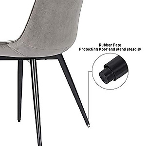 HOMHUM Dining Chairs Set of 2, Velvet Leisure Upholstered Modern Chair with Metal Legs for Kitchen Living Room,Gray