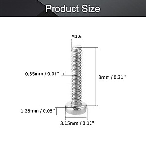MroMax 50Pcs M1.6 x 8mm Pan Head Phillips Machine Screws, 304 Stainless Steel 18-8, Fully Thread, Metric Silver Gray Cross Head Screws Bolts for Sunglasses, Watch and Small Electronic Devices