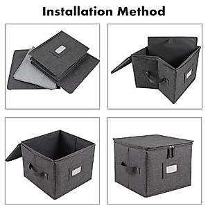 popoly China Storage Container for Bowls or Dessert Plates, 8.5" W x 6" H Plate Storage Case with 24 Felt Dividers, Hard Shell and Stackable (2 Pack Grey)