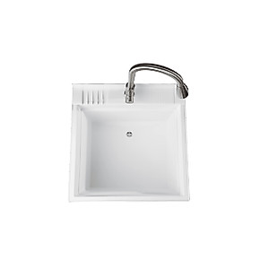 UTILITYSINKS USA-Made Plastic Freestanding 24 in x 24-Inch UtilityTub Heavy Duty Compact Utility Sink Ideal for Workshop, Laundry Room, Garage, Greenhouse, Pet Wash Station (White)