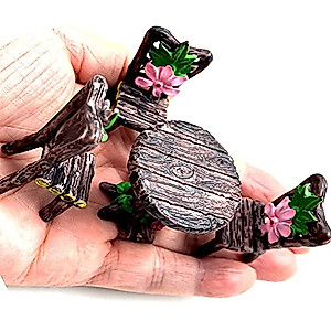 6PCS Miniature Table and Chairs Set, Fairy Garden Furniture Ornaments Kit for Dollhouse Accessories Home Micro Landscape Decoration