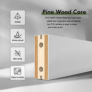 Fredbeck 32in x 84in White Glass Barn Door with 5.5FT 66inch Sliding Door Hardware Kit Included & Handle,PVC Surface,Need to Assembly,Water-Proof,Fit 29in-31in Opening