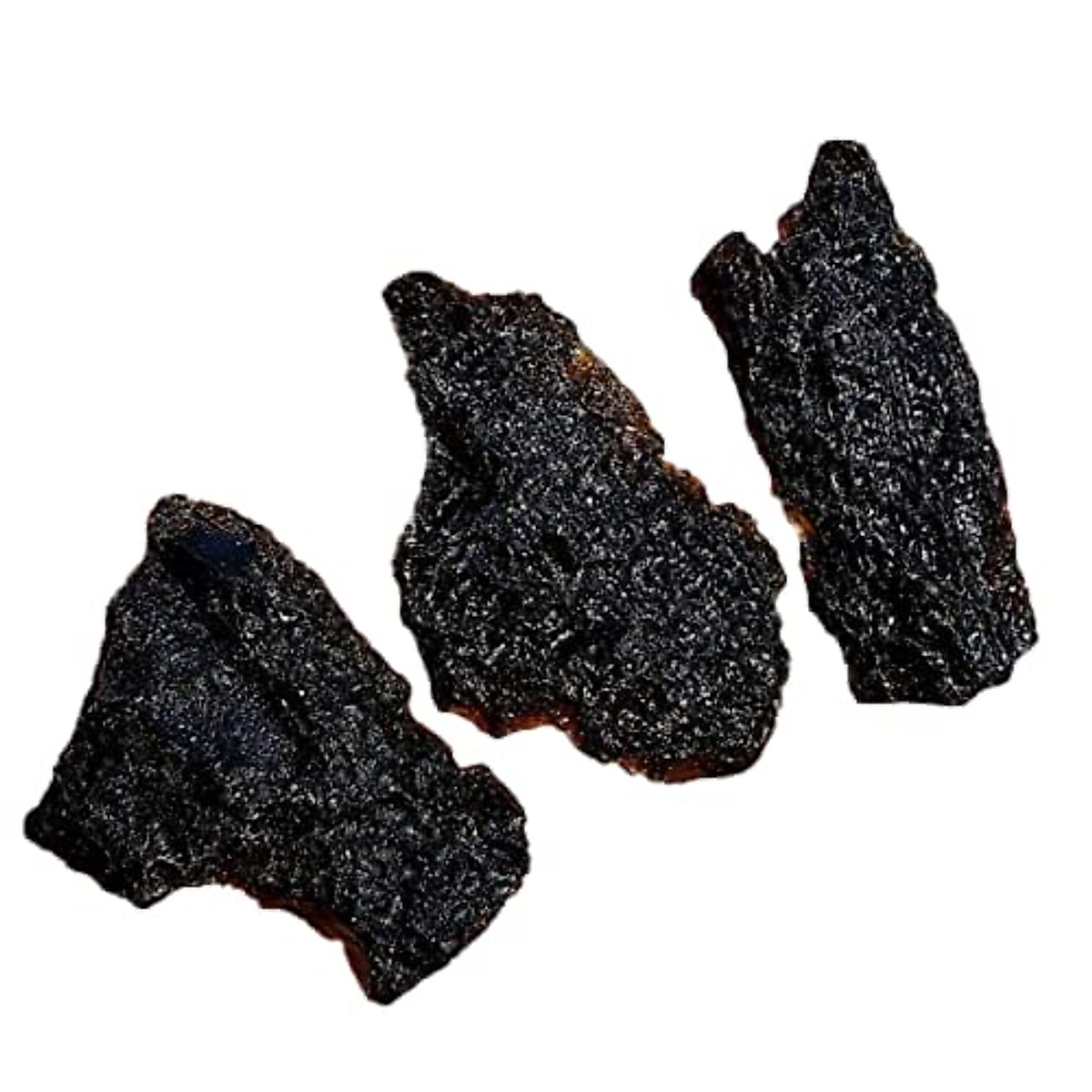 Black Tibetan Tektite Rare Meteorite Natural Crystal Gemstone unique free form Specimen from Tibet - 3pc set