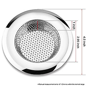 NHSUNRAY 2pcs Stainless Steel Kitchen Sink Strainer Heavy-Duty Drain Filter Fit for Drain Filter for Kitchen Bathroom Basin Laundry Stop Hair Disposal Waste