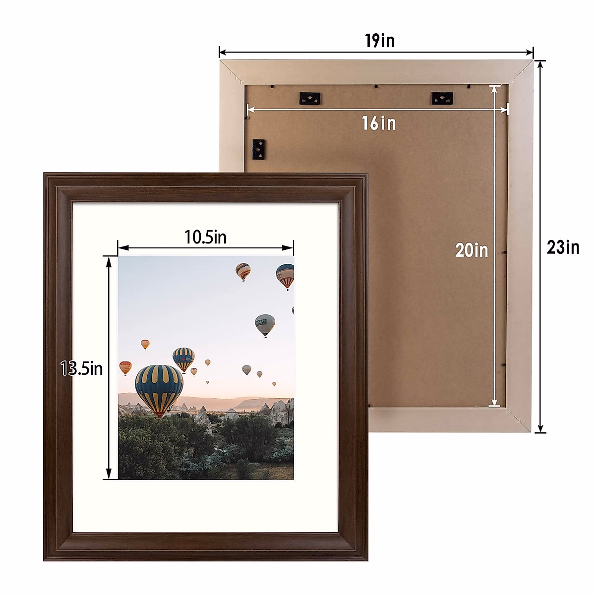 Golden State Art, 16x20 Brown Border Photo Frame, with Ivory Mat for 11x14 Picture & Real Glass