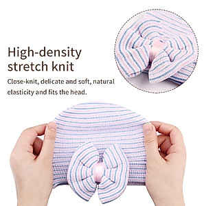 BQUBO Newborn Baby Caps Mittens for Baby Girls Set Hospital Hat Beanie Infant Hats with Bow Baby Scratch Mitten Gloves