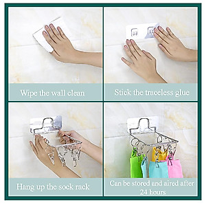 OULIGET Wall Hanging Folding Socks Clip, Bathroom Balcony Folding Clothes Hanger,Sock Hanger for Drying Towel Bra Underwear Sock Clip,10 Clips (10)