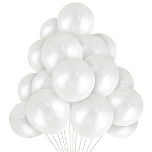 120 Pack Pearl White Balloons, Bright 12 inch Royal White Latex Party Balloons for Birthday Wedding Baby Shower Halloween.